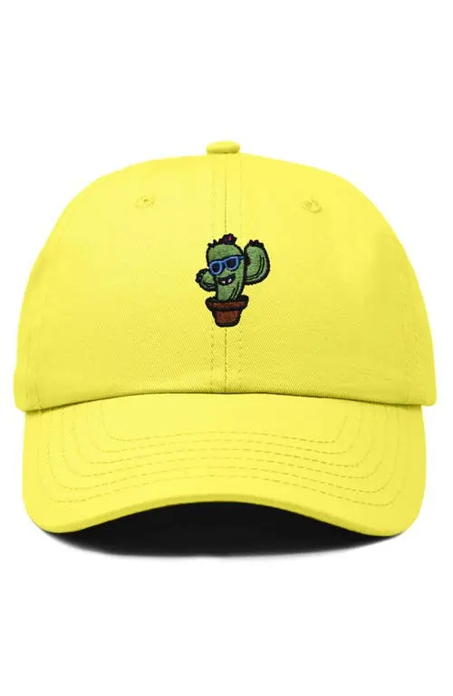 DALIX Cactus Embroidered Cap - Yellow