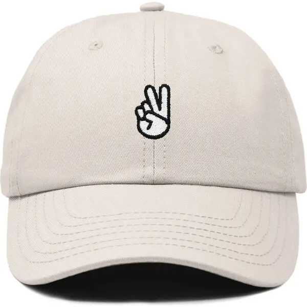 DALIX Peace Sign Embroidered Cap - Beige