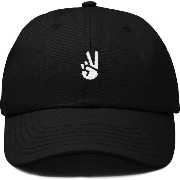DALIX Peace Sign Embroidered Cap - Black