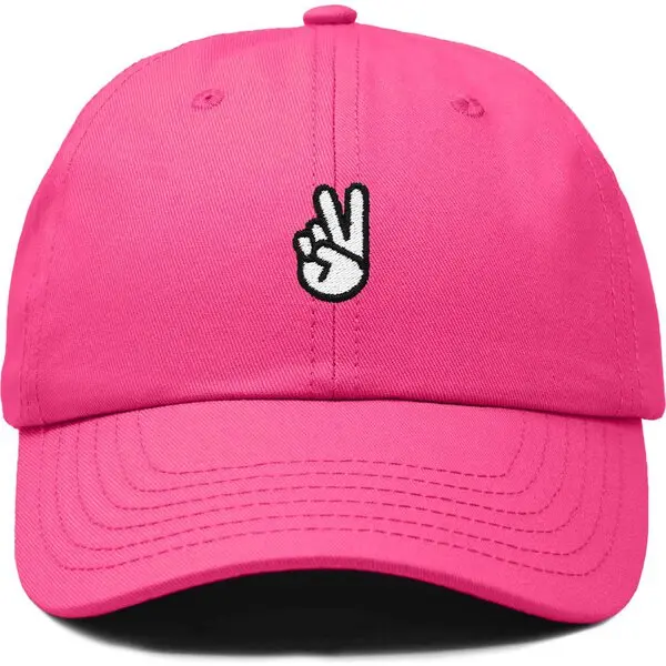 DALIX Peace Sign Embroidered Cap - Hot Pink
