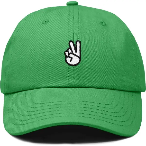 DALIX Peace Sign Embroidered Cap - Kelly Green