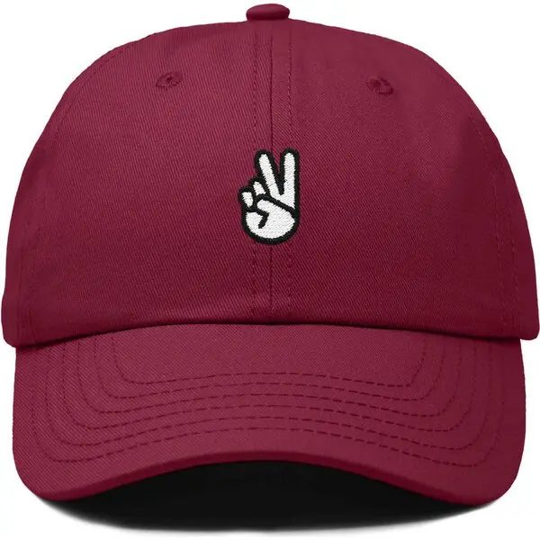 DALIX Peace Sign Embroidered Cap - Maroon