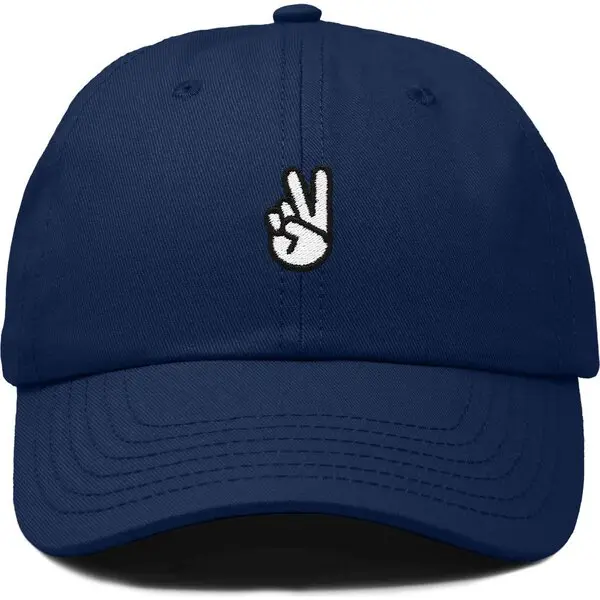 DALIX Peace Sign Embroidered Cap - Navy Blue