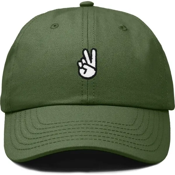 DALIX Peace Sign Embroidered Cap - Olive