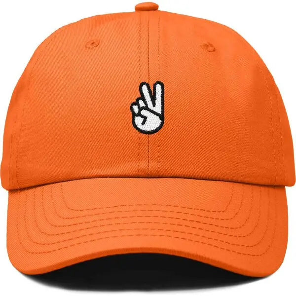 DALIX Peace Sign Embroidered Cap - Orange