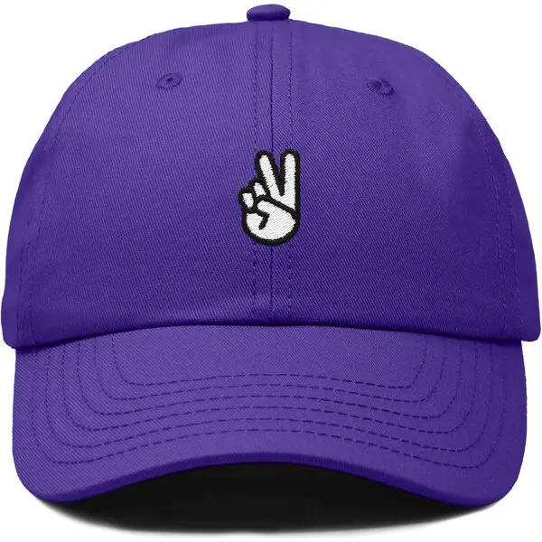 DALIX Peace Sign Embroidered Cap - Purple