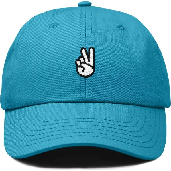 DALIX Peace Sign Embroidered Cap - Teal