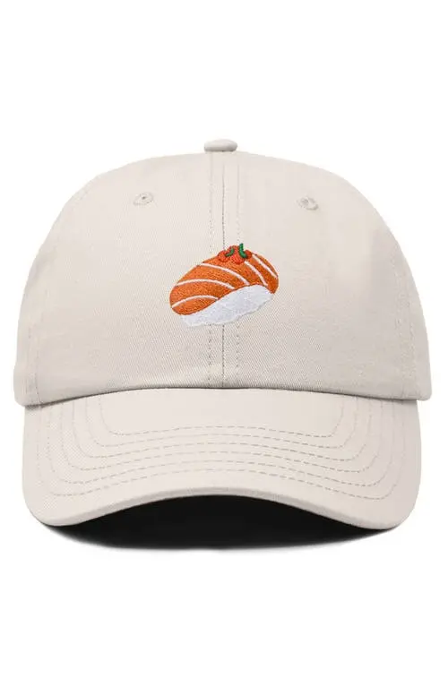 DALIX Salmon Sushi Embroidered Cap - Beige