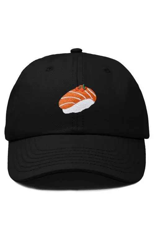DALIX Salmon Sushi Embroidered Cap - Black