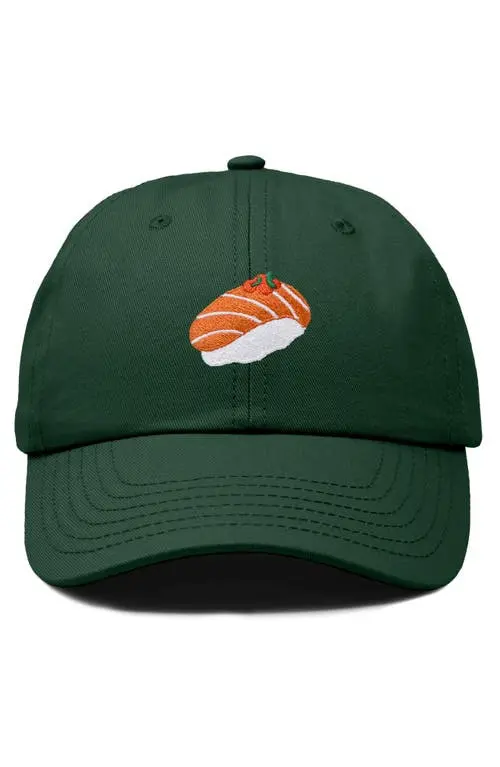 DALIX Salmon Sushi Embroidered Cap - Dark Green