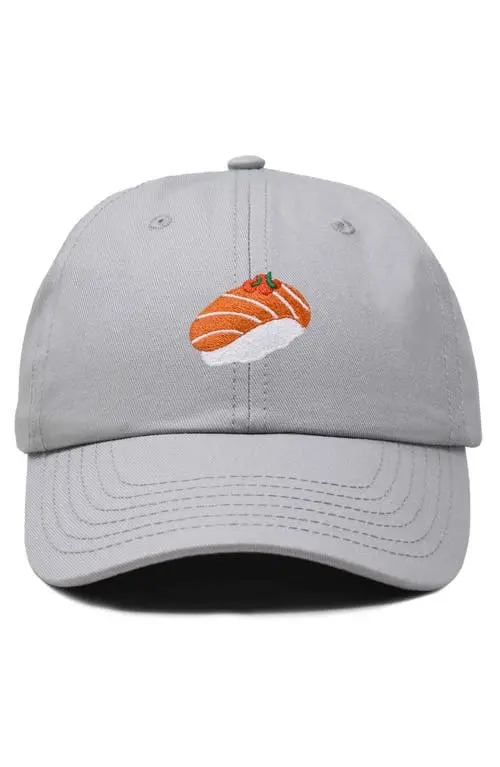 DALIX Salmon Sushi Embroidered Cap - Gray