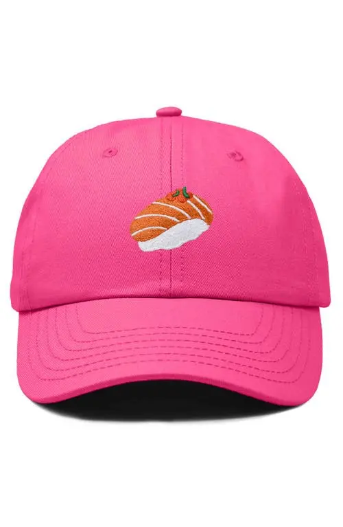 DALIX Salmon Sushi Embroidered Cap - Hot Pink