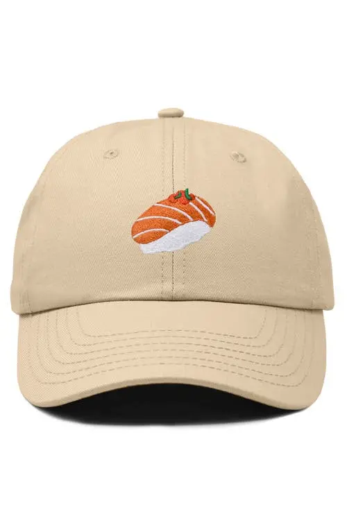 DALIX Salmon Sushi Embroidered Cap - Khaki