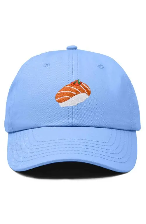 DALIX Salmon Sushi Embroidered Cap - Light Blue