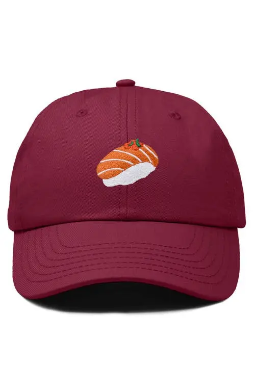 DALIX Salmon Sushi Embroidered Cap - Maroon