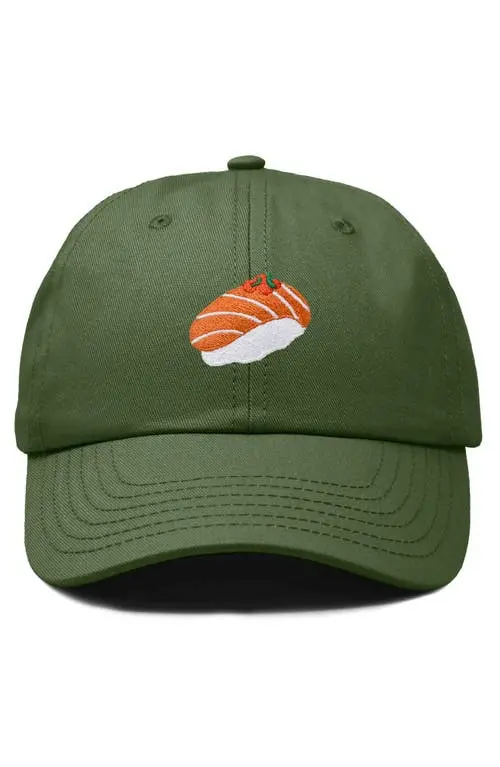 DALIX Salmon Sushi Embroidered Cap - Olive