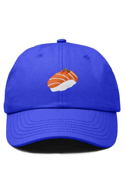 DALIX Salmon Sushi Embroidered Cap - Royal Blue