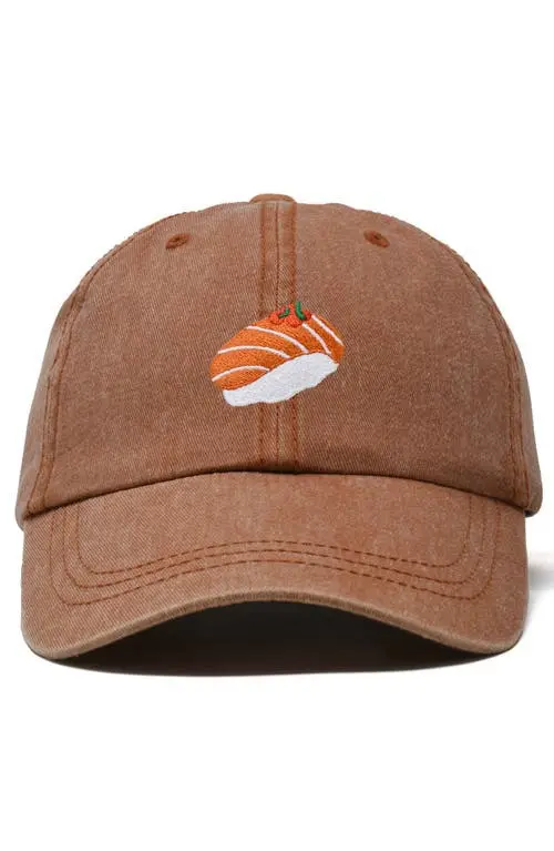 DALIX Salmon Sushi Embroidered Cap - Washed Orange