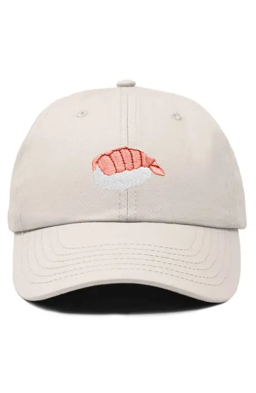 DALIX Shrimp Sushi Embroidered Cap - Beige