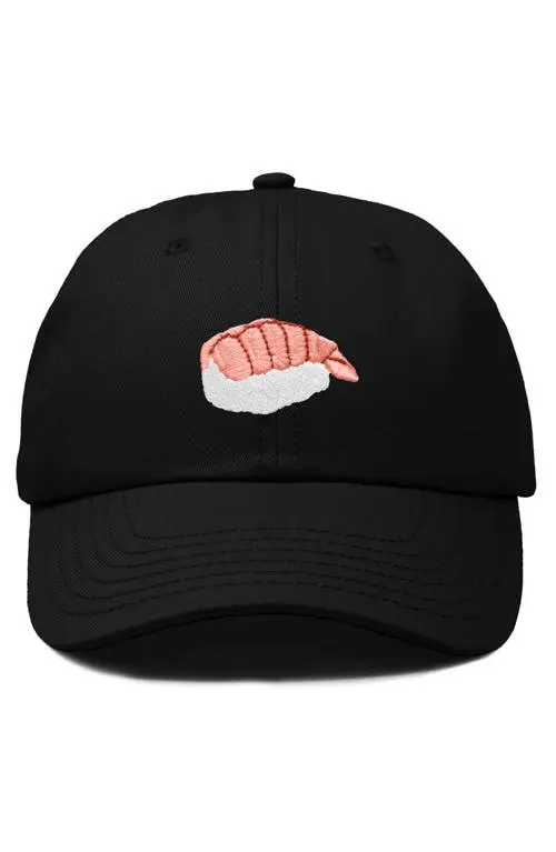 DALIX Shrimp Sushi Embroidered Cap - Black
