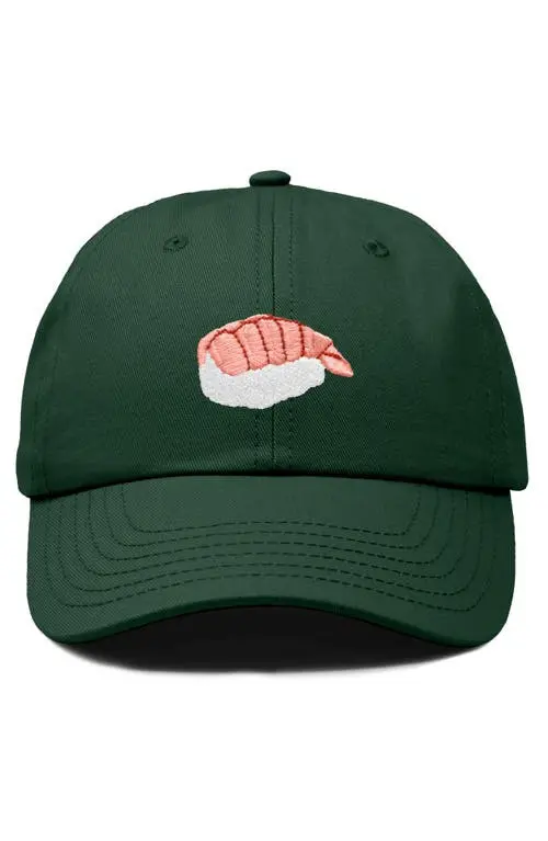 DALIX Shrimp Sushi Embroidered Cap - Dark Green