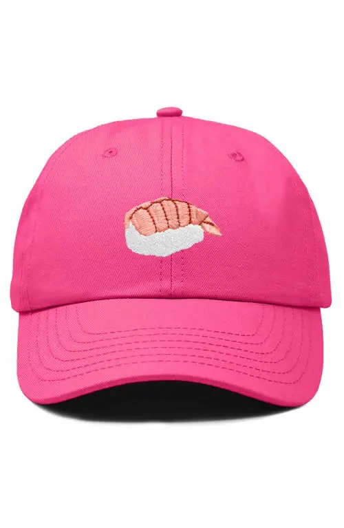 DALIX Shrimp Sushi Embroidered Cap - Hot Pink