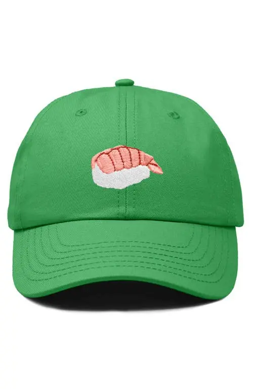 DALIX Shrimp Sushi Embroidered Cap - Kelly Green