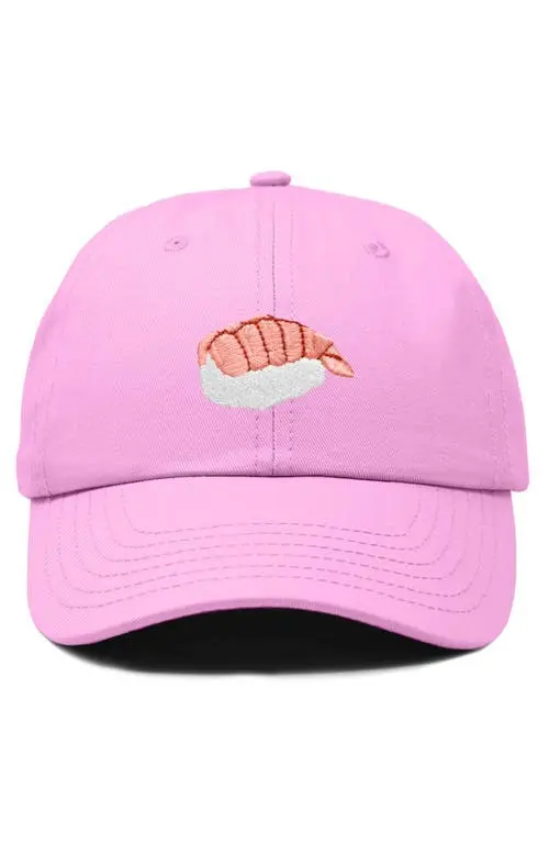 DALIX Shrimp Sushi Embroidered Cap - Light Pink
