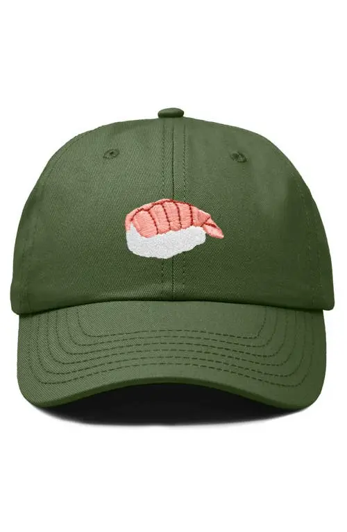 DALIX Shrimp Sushi Embroidered Cap - Olive