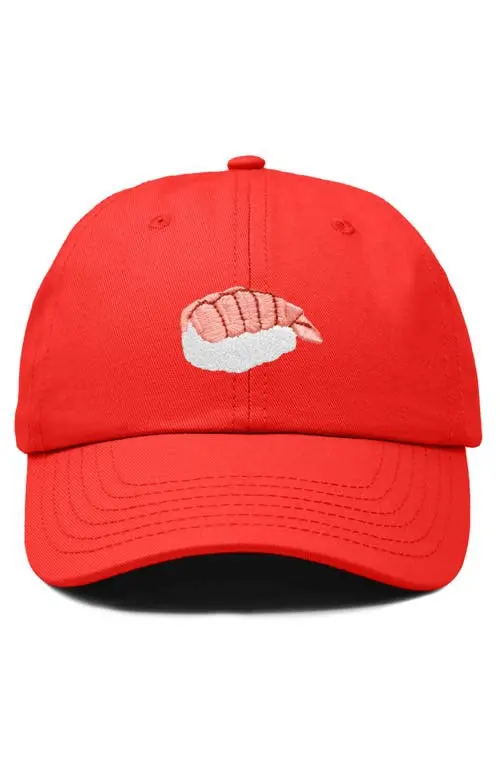 DALIX Shrimp Sushi Embroidered Cap - Red