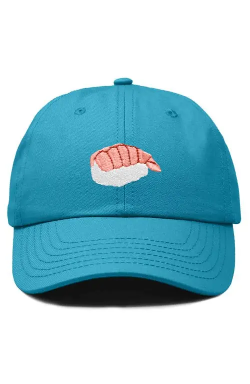 DALIX Shrimp Sushi Embroidered Cap - Teal