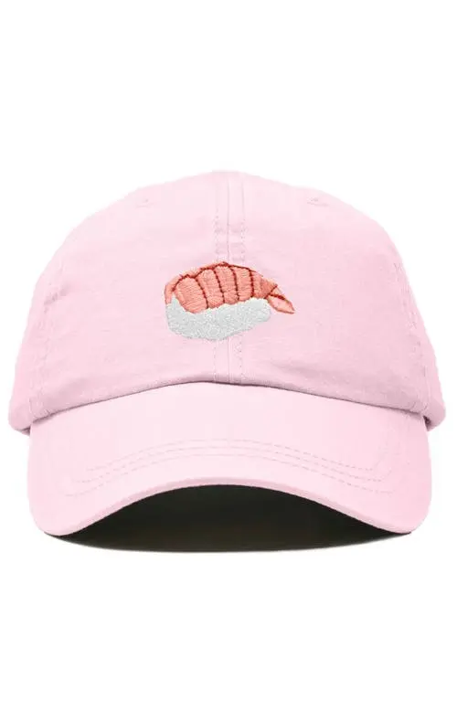 DALIX Shrimp Sushi Embroidered Cap - Washed Pink