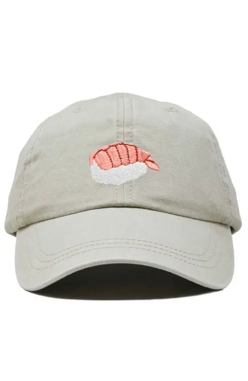 DALIX Shrimp Sushi Embroidered Cap - Washed Stone White