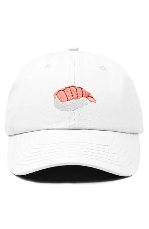 DALIX Shrimp Sushi Embroidered Cap - White