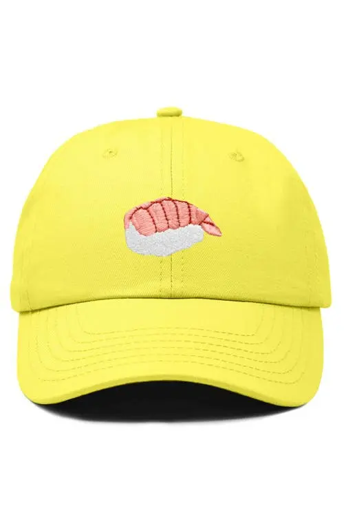 DALIX Shrimp Sushi Embroidered Cap - Yellow