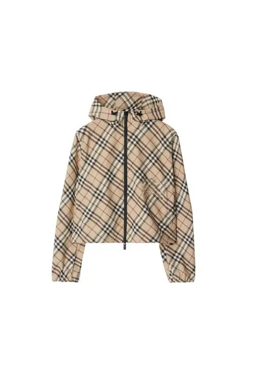 Burberry Check Hooded Jacket - Alabaster