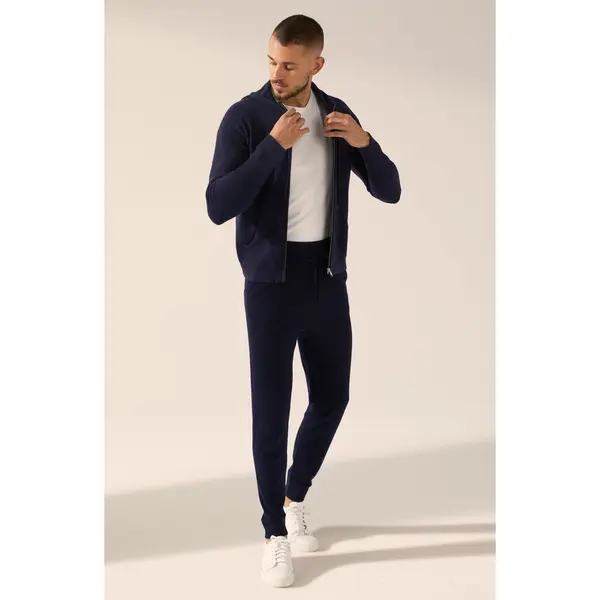 ITALIC Tyler Cashmere Zip Hoodie - Navy