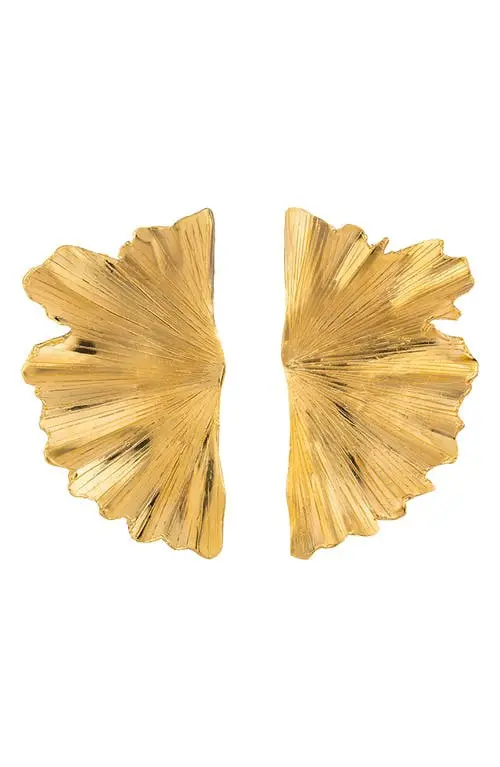 CHRISTINA CARUSO Ginkgo Leaf Earrings - 14k Gold