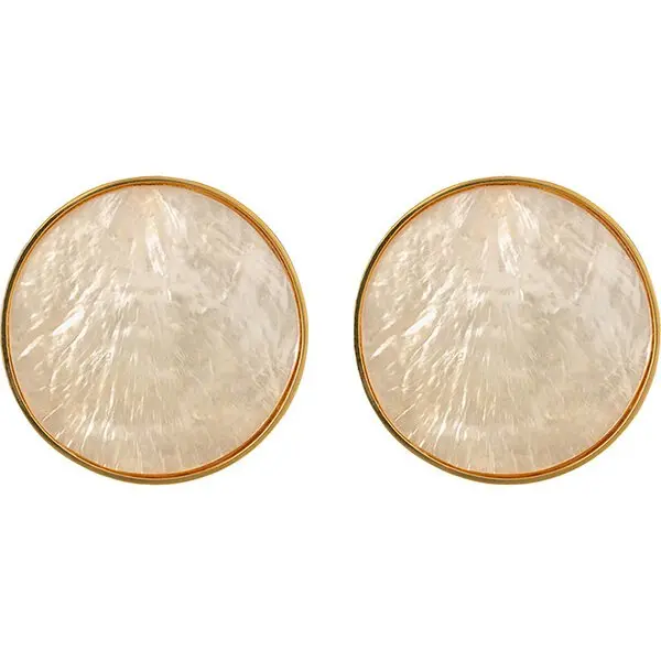 CHRISTINA CARUSO Bezel Set Shell Earrings - 14k Gold