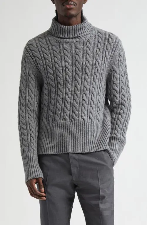 Thom Browne Classic Cable Knit Cashmere Turtleneck Sweater