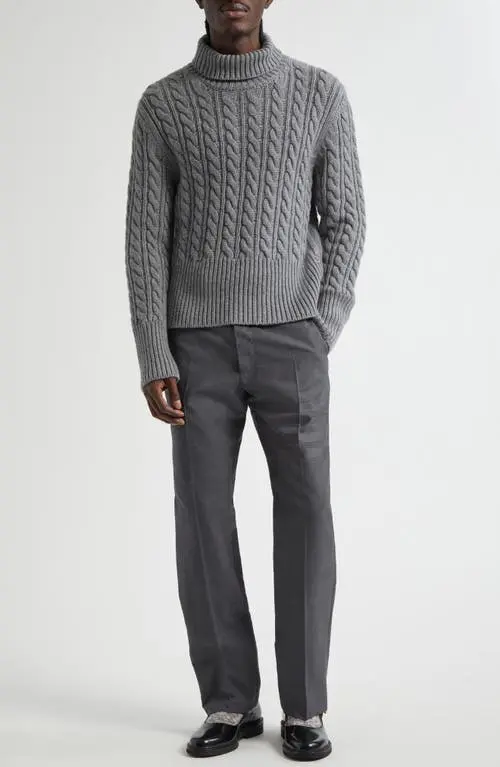 Thom Browne Classic Cable Knit Cashmere Turtleneck Sweater