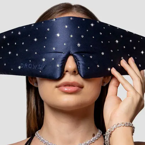 DROWSY SLEEP CO. Swarovski Silk Sleep Mask - Midnight Blue