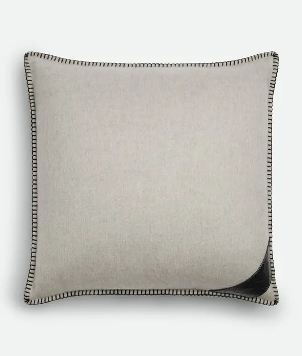 BOTTEGA  VENETA Intrecciato Patch Cushion - Greige/black