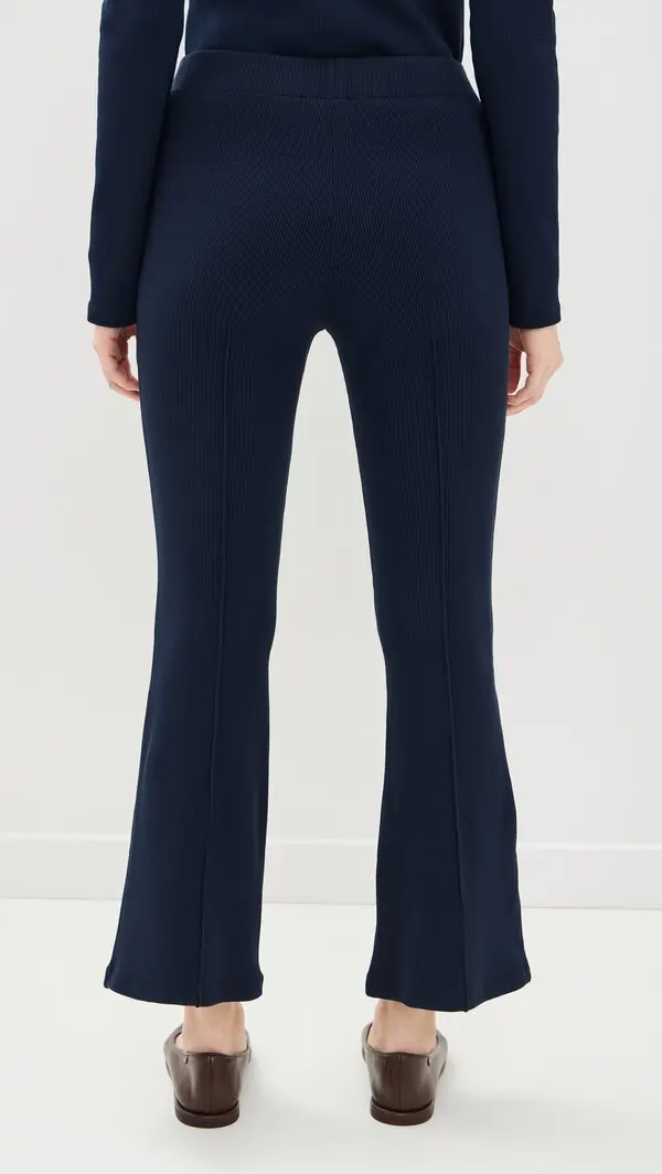 Donni. Ribbed Knit Kick Flare Pants - Navy