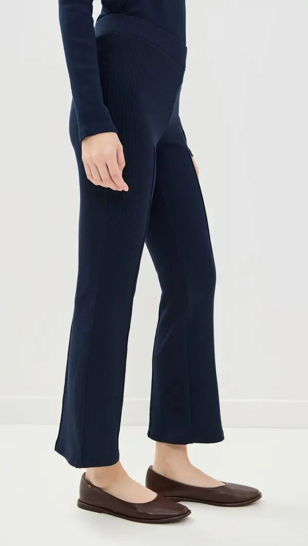 Donni. Ribbed Knit Kick Flare Pants - Navy