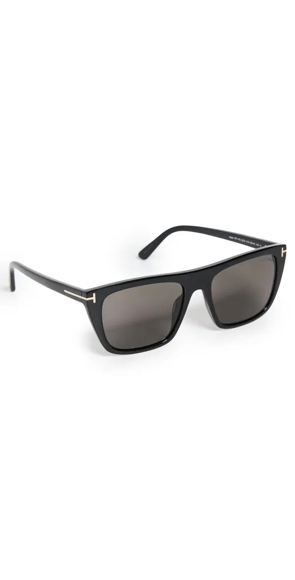 TOM FORD Aslan Rectangle Sunglasses - Shiny Black/smoke