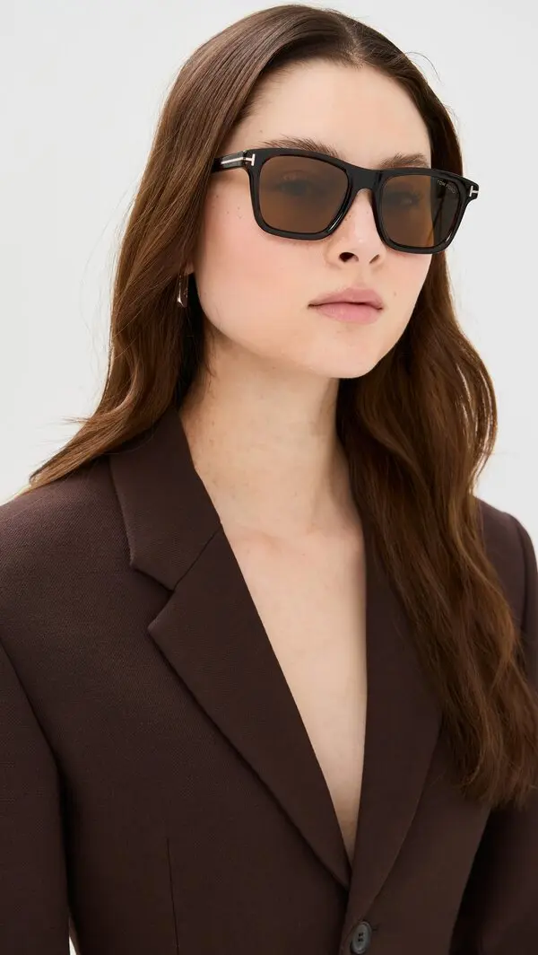 TOM FORD Barron Square Sunglasses - Dark Havana/brown