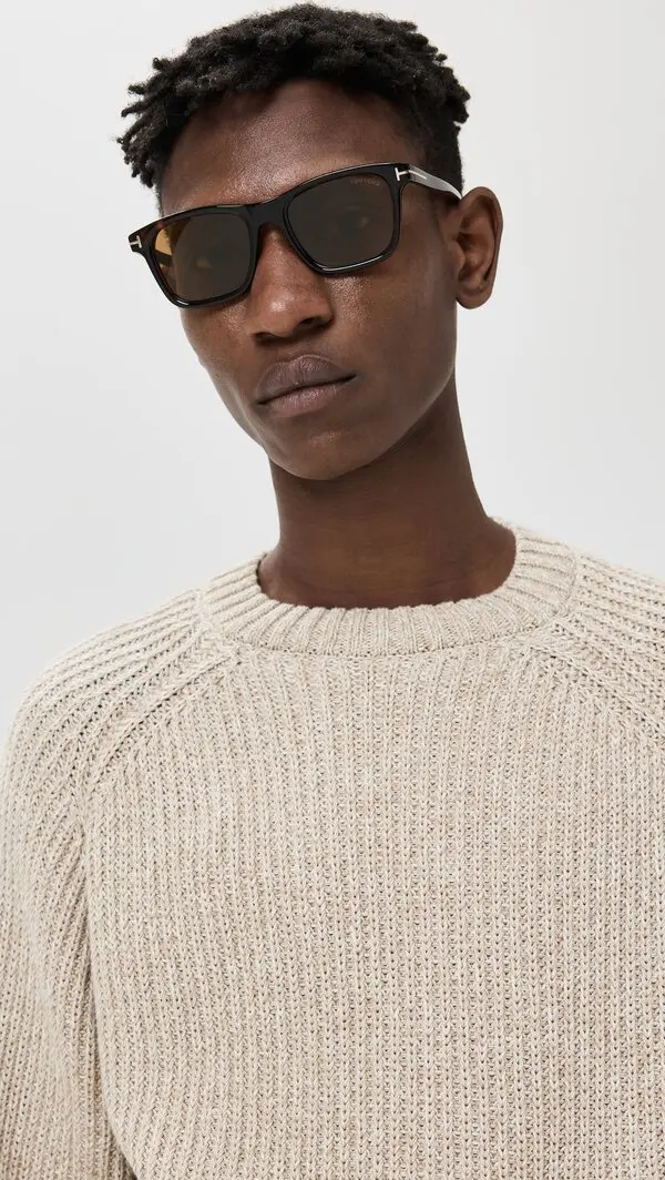 TOM FORD Barron Square Sunglasses - Dark Havana/brown
