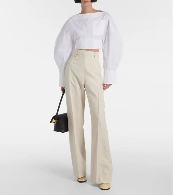 Jacquemus Sauge High-rise Straight Pants - Beige