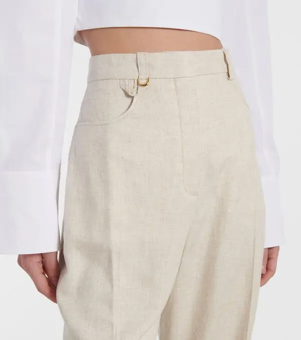 Jacquemus Sauge High-rise Straight Pants - Beige